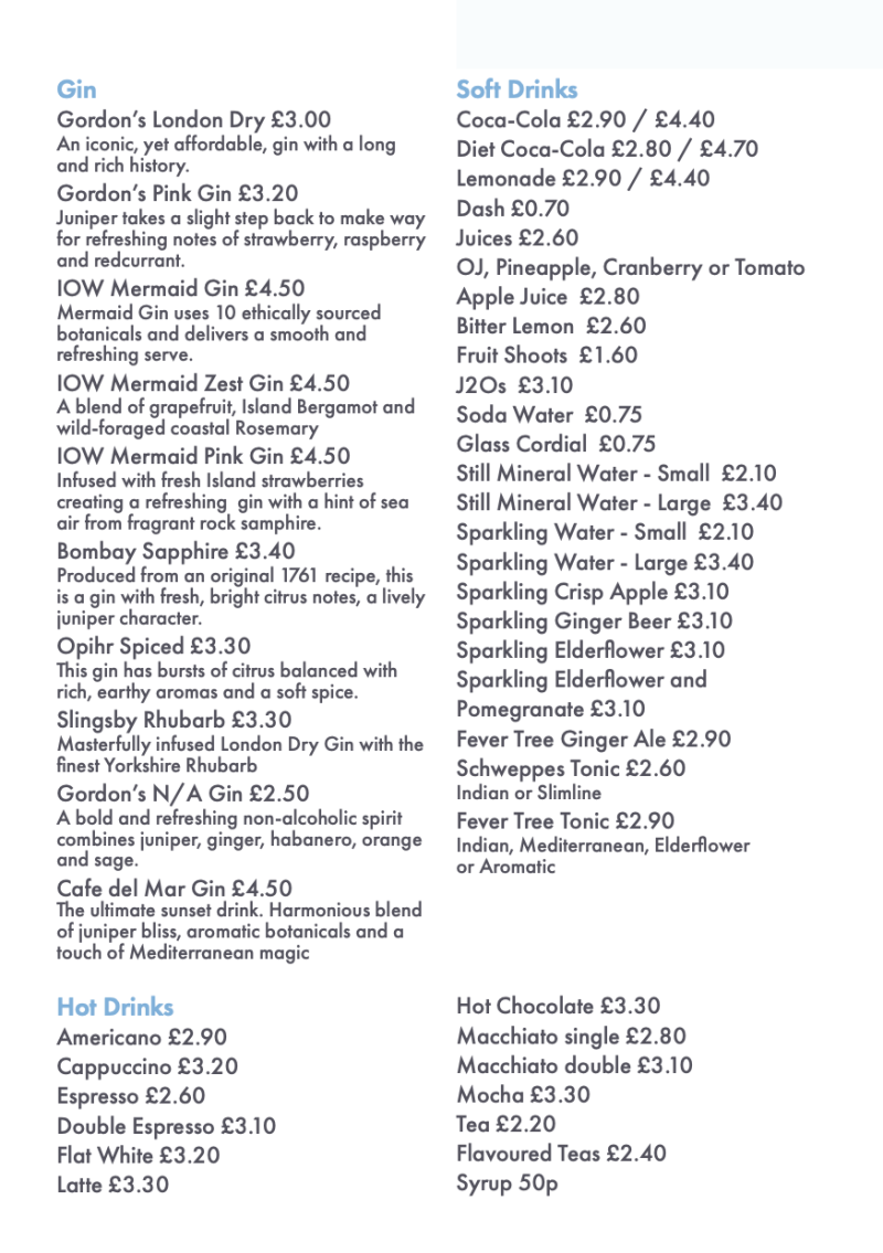 Our Menus – The Waterfront