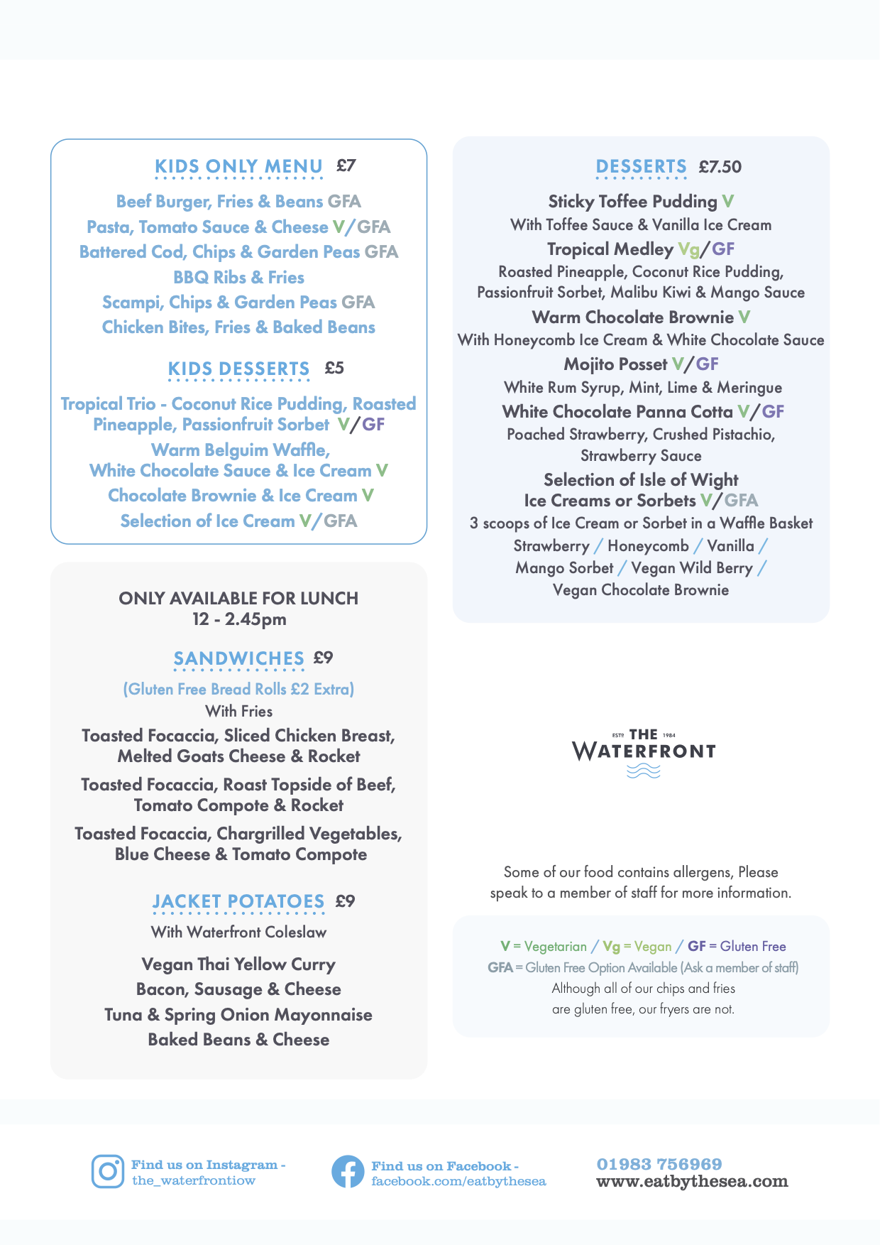 Our Menus – The Waterfront