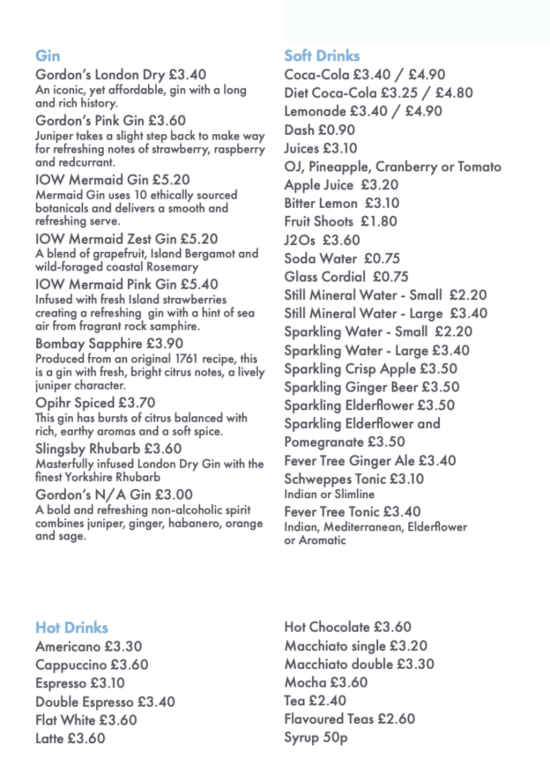 Our Menus – The Waterfront