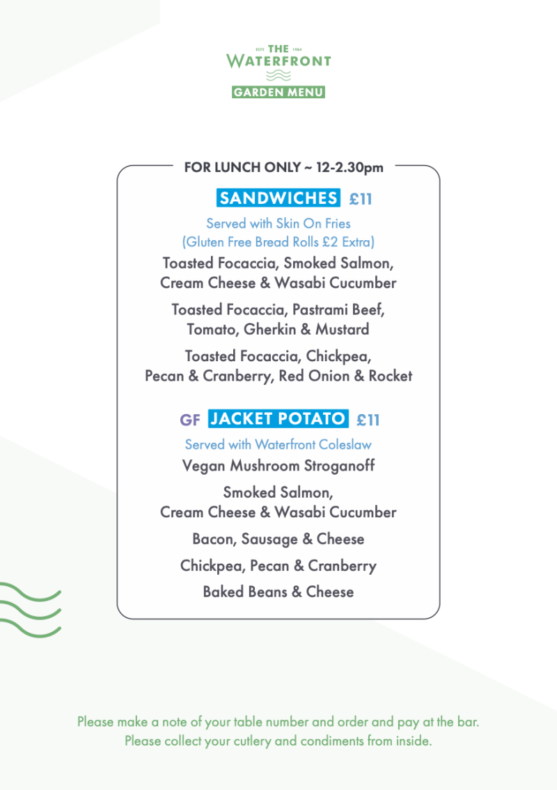 Our Menus – The Waterfront