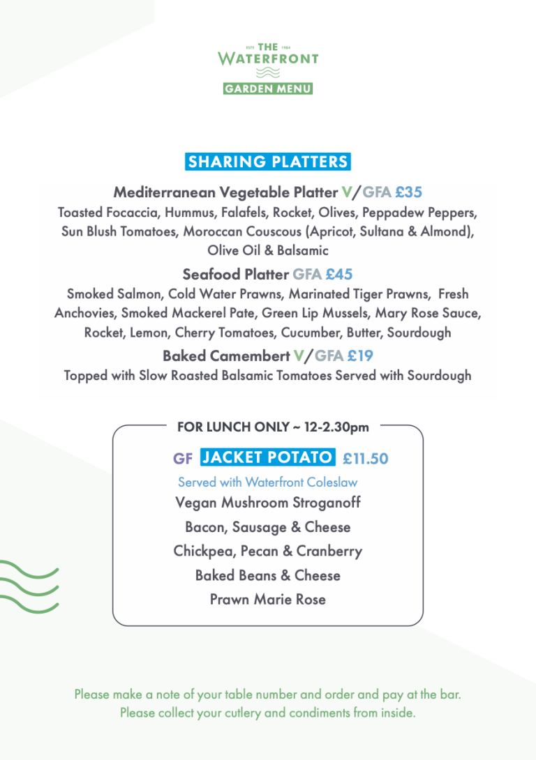 Our Menus – The Waterfront