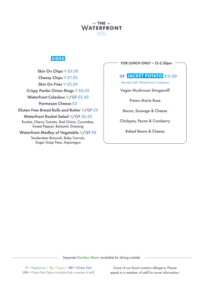 Our Menus – The Waterfront