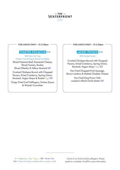 Our Menus – The Waterfront